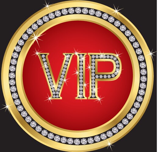 Vip gold label with diamonds Royalty Free Vector Image