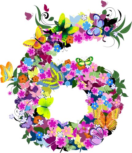 Floral numbers colorful flowers number 2 Vector Image