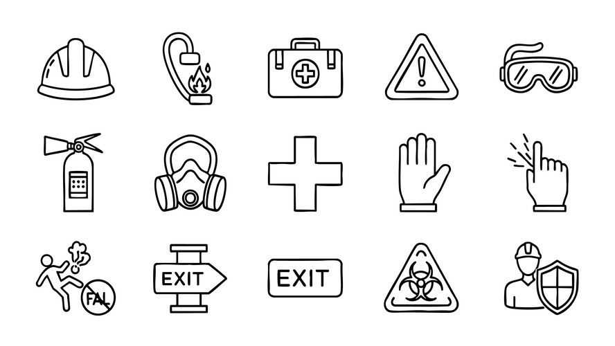Safety Icons - Hazard & Risk Set – Royalty-Free Vector | VectorStock
