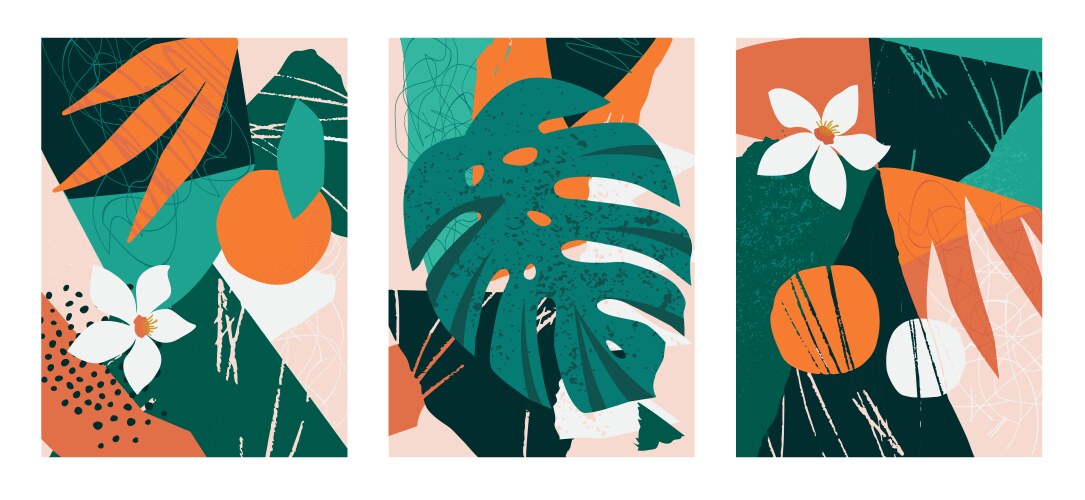 Set with collage modern poster abstract Royalty Free Vector