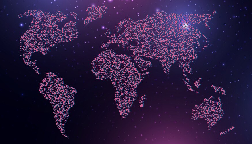 Wireframe globe map cyber security world Vector Image