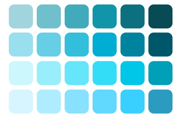 Blue gradient palette square color swatches Vector Image