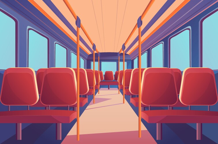 Cartoon train inside interior and window empty Vector Image