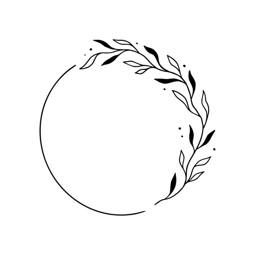 Hand drawn floral wreath round frame with leaves Vector Image