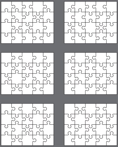 Six Piece Puzzle Vector Images (over 290)
