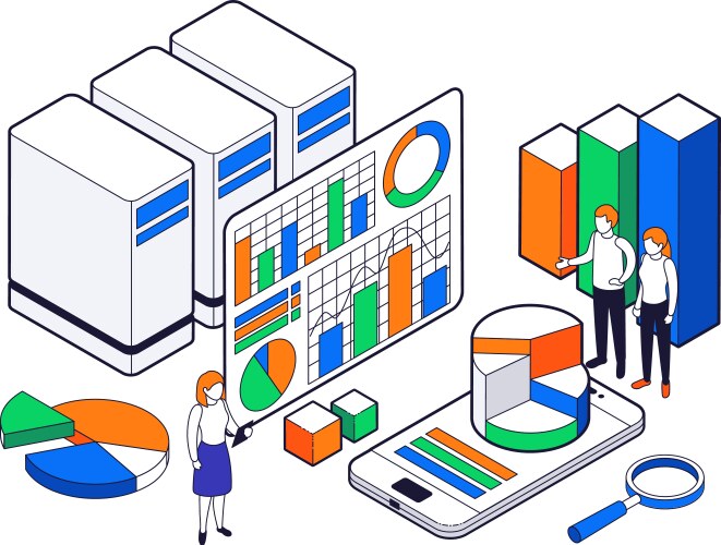 Big data analysis flowchart Royalty Free Vector Image