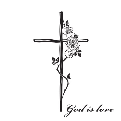 Christian cross and roses Royalty Free Vector Image