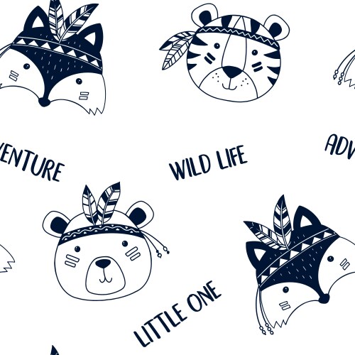 Hand drawing safari animals print design Vector Image