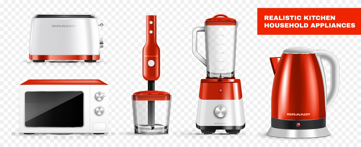 Kitchen 3d render appliances realistic stove Vector Image