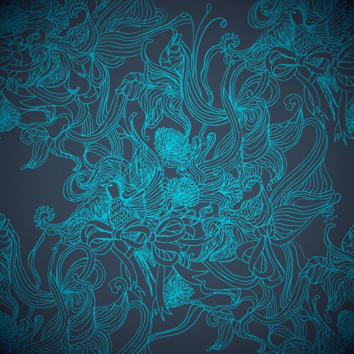 Blue background with floral motif patterns Vector Image