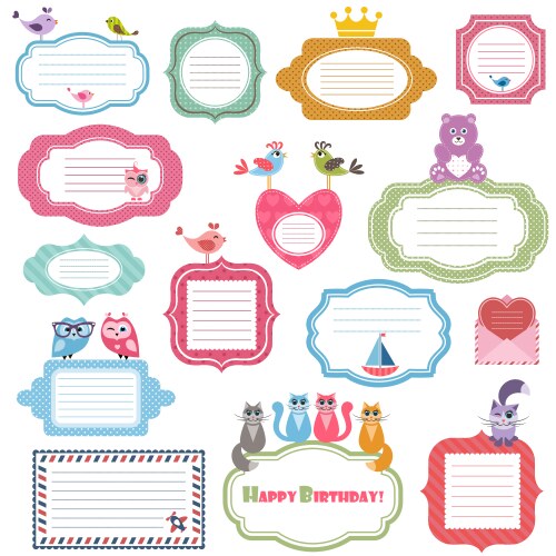 Frame with cute owls and hearts Royalty Free Vector Image