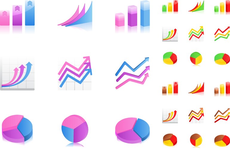 Pie chart and bar graphs Royalty Free Vector Image