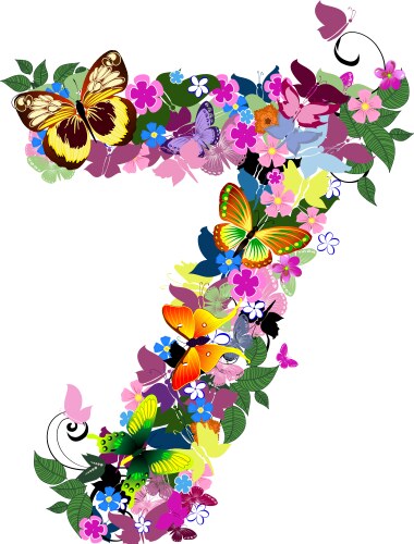 Floral numbers colorful flowers number 2 Vector Image