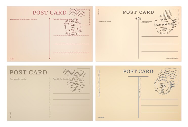 Vintage postcard template set Royalty Free Vector Image