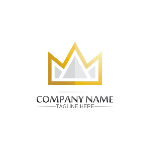 Crown logo king queen princess template Royalty Free Vector