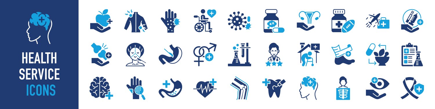 Health service icon set Royalty Free Vector Image