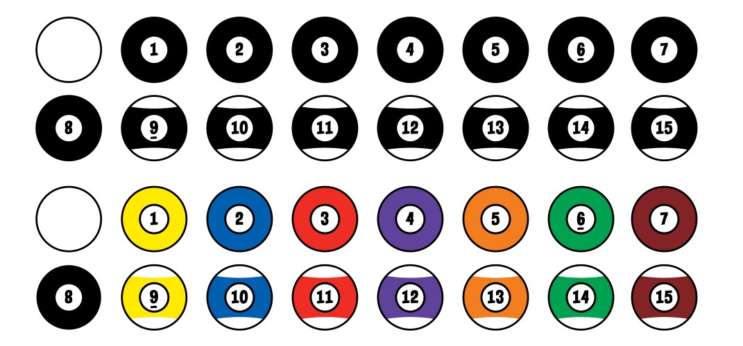 Billiard balls racked in triangle billiards Vector Image