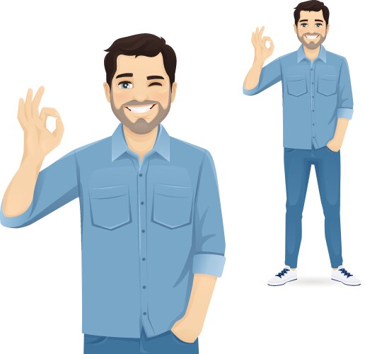 Big man gesturing ok sign Royalty Free Vector Image