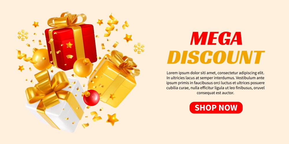 Mega discount advertising banner template Vector Image