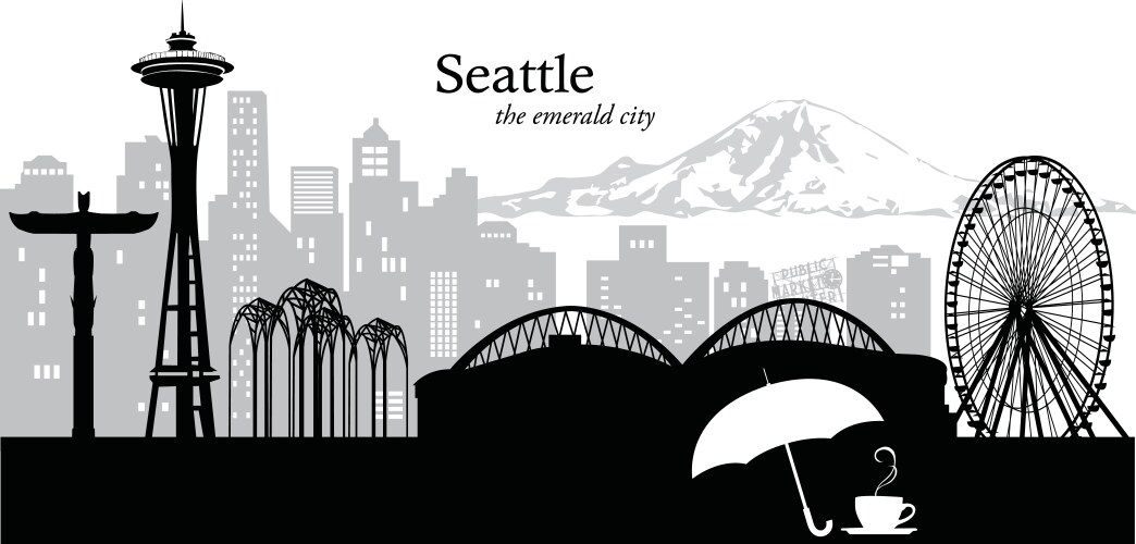 Seattle skyline Royalty Free Vector Image - VectorStock