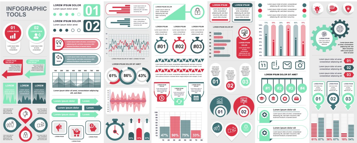 Bundle infographic ui ux kit elements Royalty Free Vector