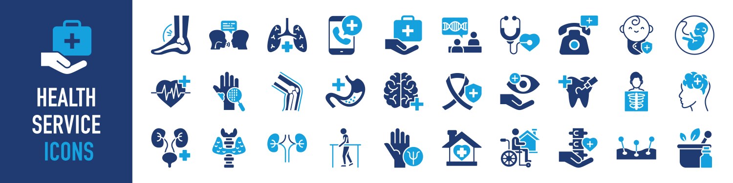 Health service icon set Royalty Free Vector Image