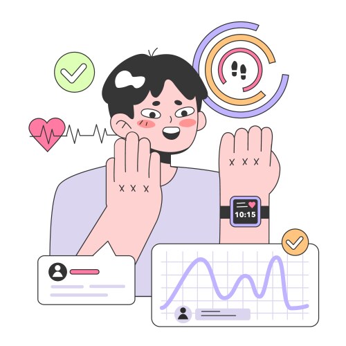 Health tracker smart watch character using Vector Image