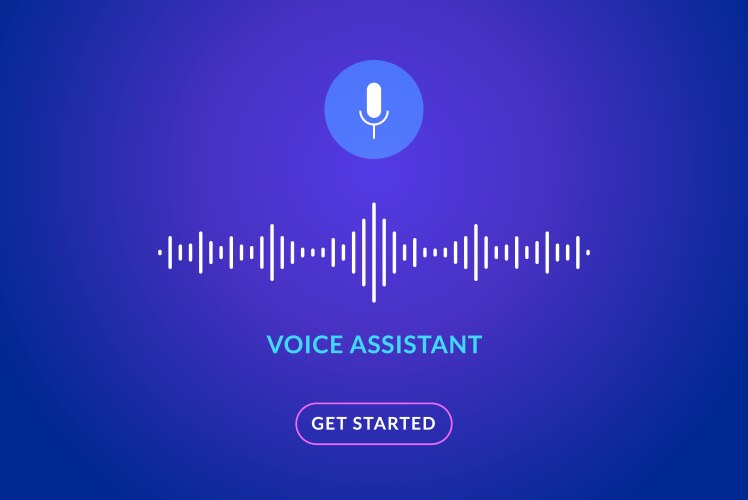 Voice assistant sound wave microphone Royalty Free Vector