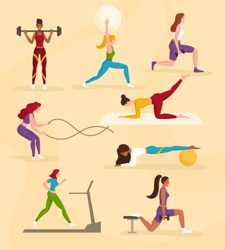 People training at gym Royalty Free Vector Image