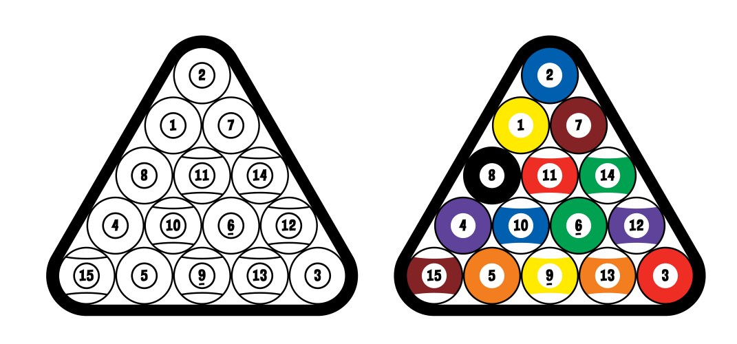 Billiard balls racked in triangle billiards Vector Image