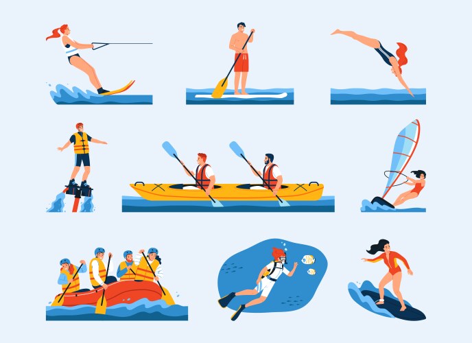 Water sports icons set Royalty Free Vector Image