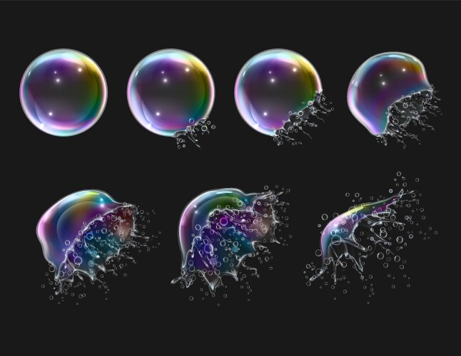 Burst bubbles key frames transparent deformed Vector Image