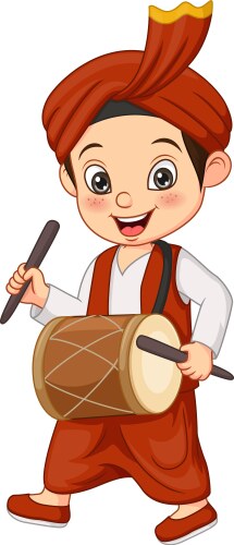Sikh punjabi sardar playing dhol and dancing Vector Image
