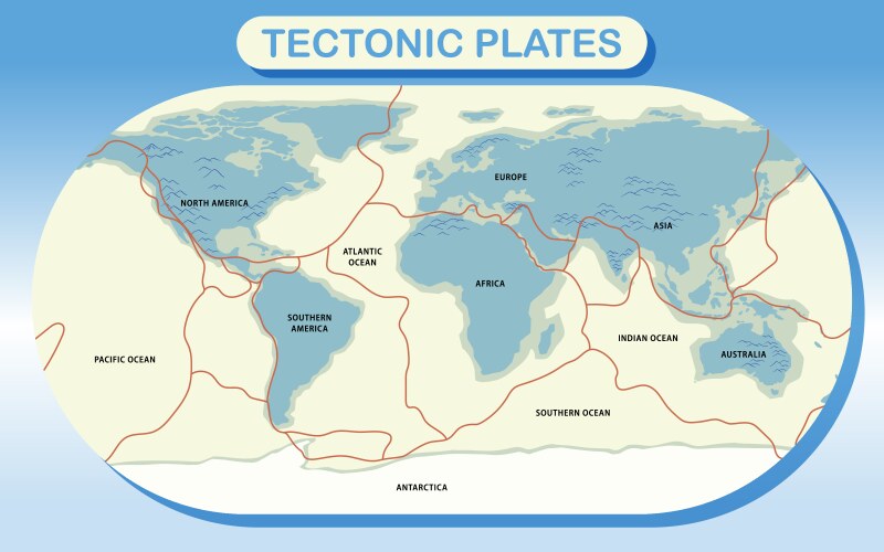 Tectonic plates and landforms Royalty Free Vector Image