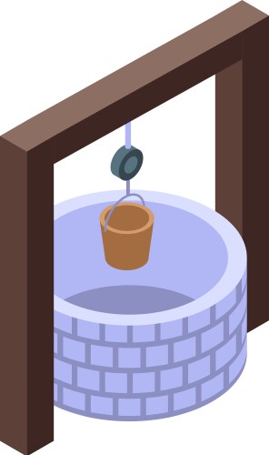 Stone and wood water well Royalty Free Vector Image