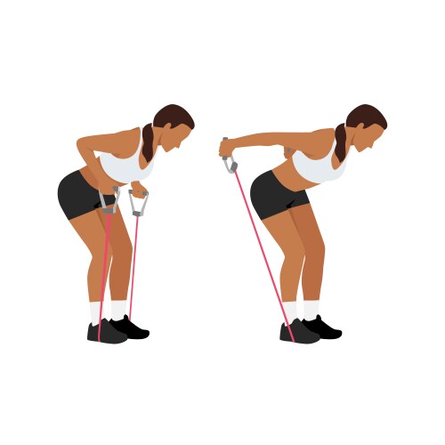 Woman doing one arm tricep kickback exercise Vector Image