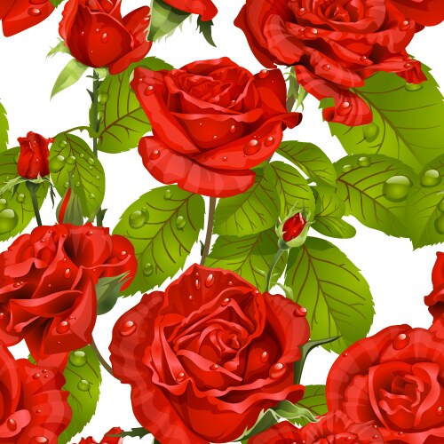 Horizontal seamless background with red roses Vector Image