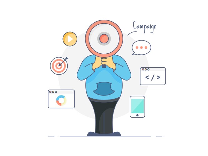 Multiple campaign types concept icon Royalty Free Vector