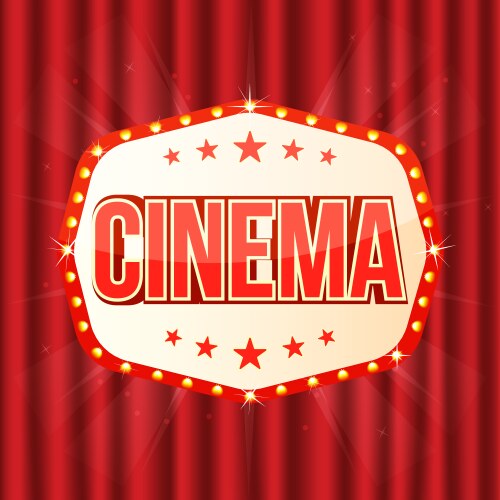 Theater cinema sign movie light frame retro Vector Image