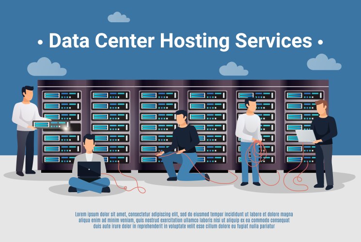 Datacenter hosting Royalty Free Vector Image - VectorStock