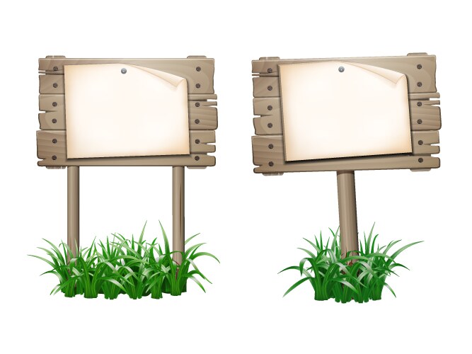 Wooden sign in forest Royalty Free Vector Image