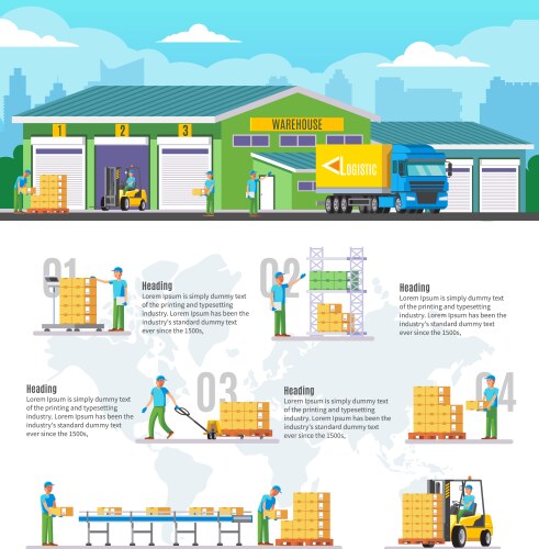 Warehouse infographic elements flat design Vector Image