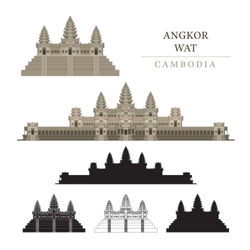 Cambodia landmarks and culture object set Vector Image