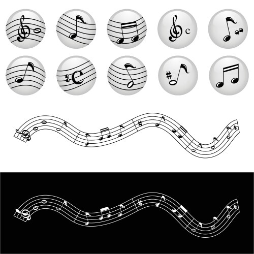 Music notes icon set Royalty Free Vector Image