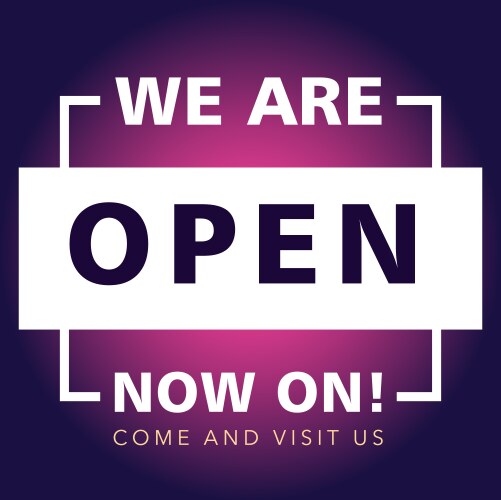 Welcome we are open chalkboard sign Royalty Free Vector