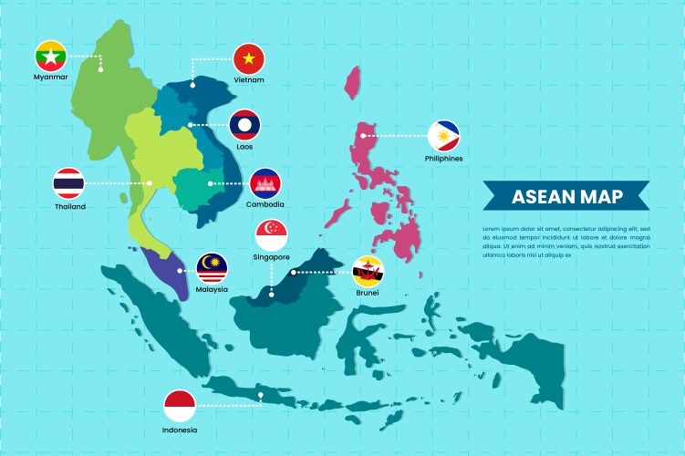 Asean map infographics Royalty Free Vector Image
