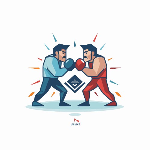 Boxing fight club emblem in flat style Royalty Free Vector