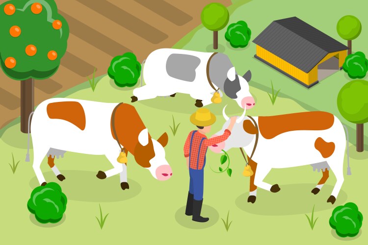 Cow in the farm Royalty Free Vector Image - VectorStock