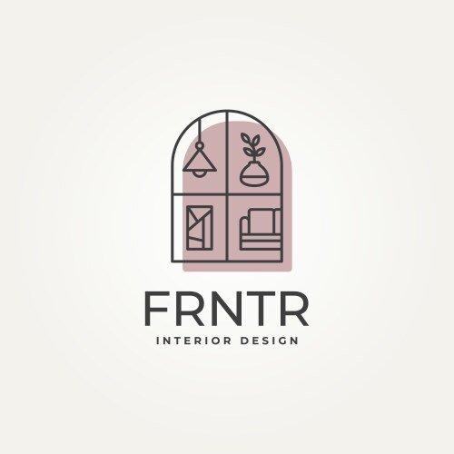 Home decor interior design line art logo Vector Image