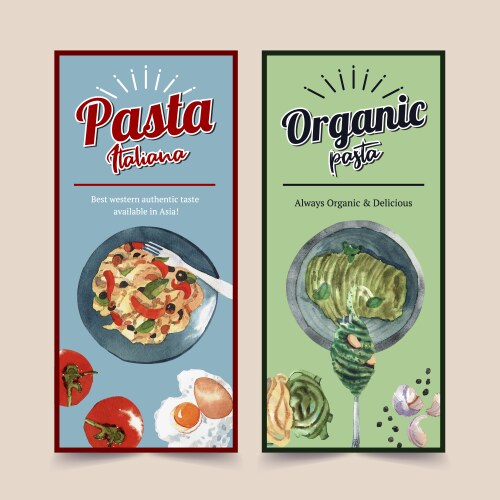 Pasta banner design with egg tomato fork Vector Image